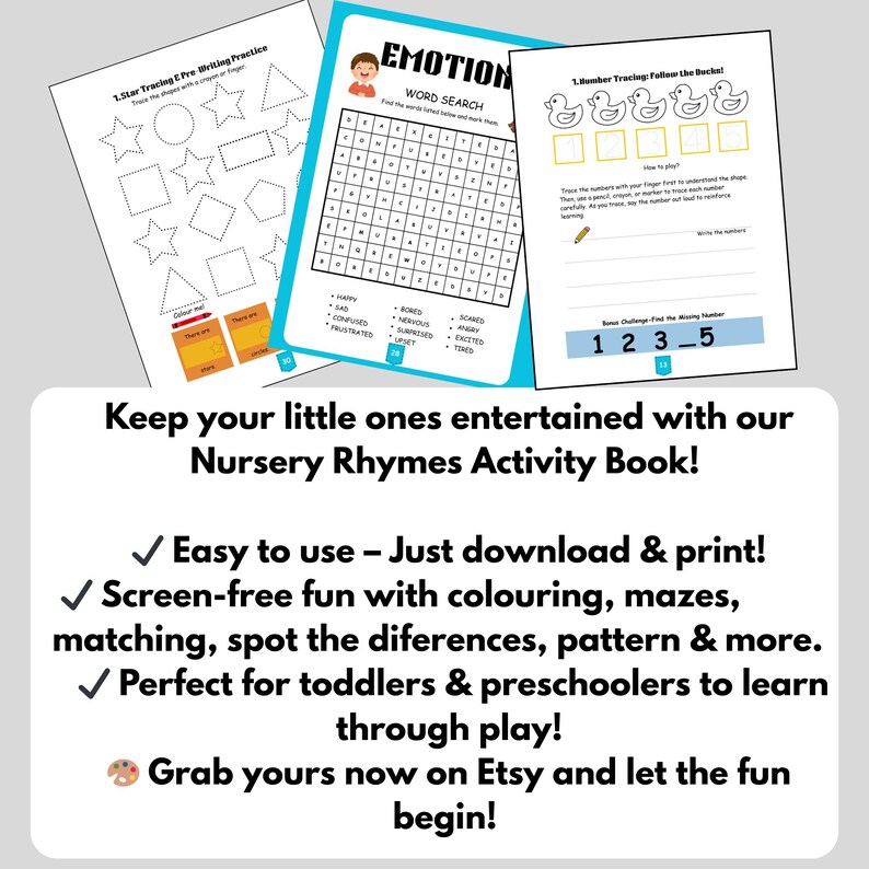 Nursery Rhymes Activity Book for Kids-fun & Educational Activities ...