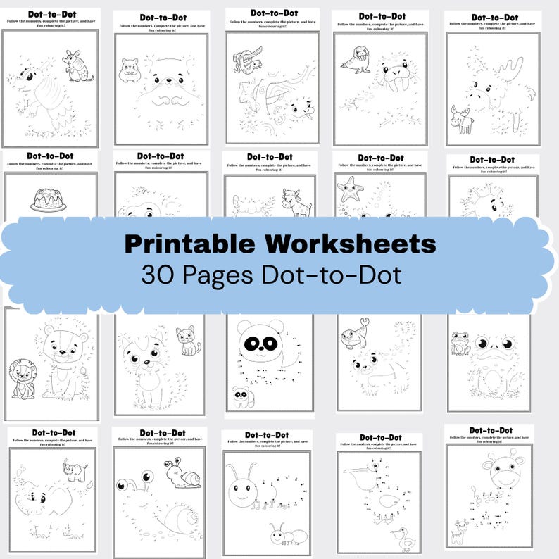 30 Printable Dot-to-dot Worksheets for Kids | Connect the Dots & Color ...