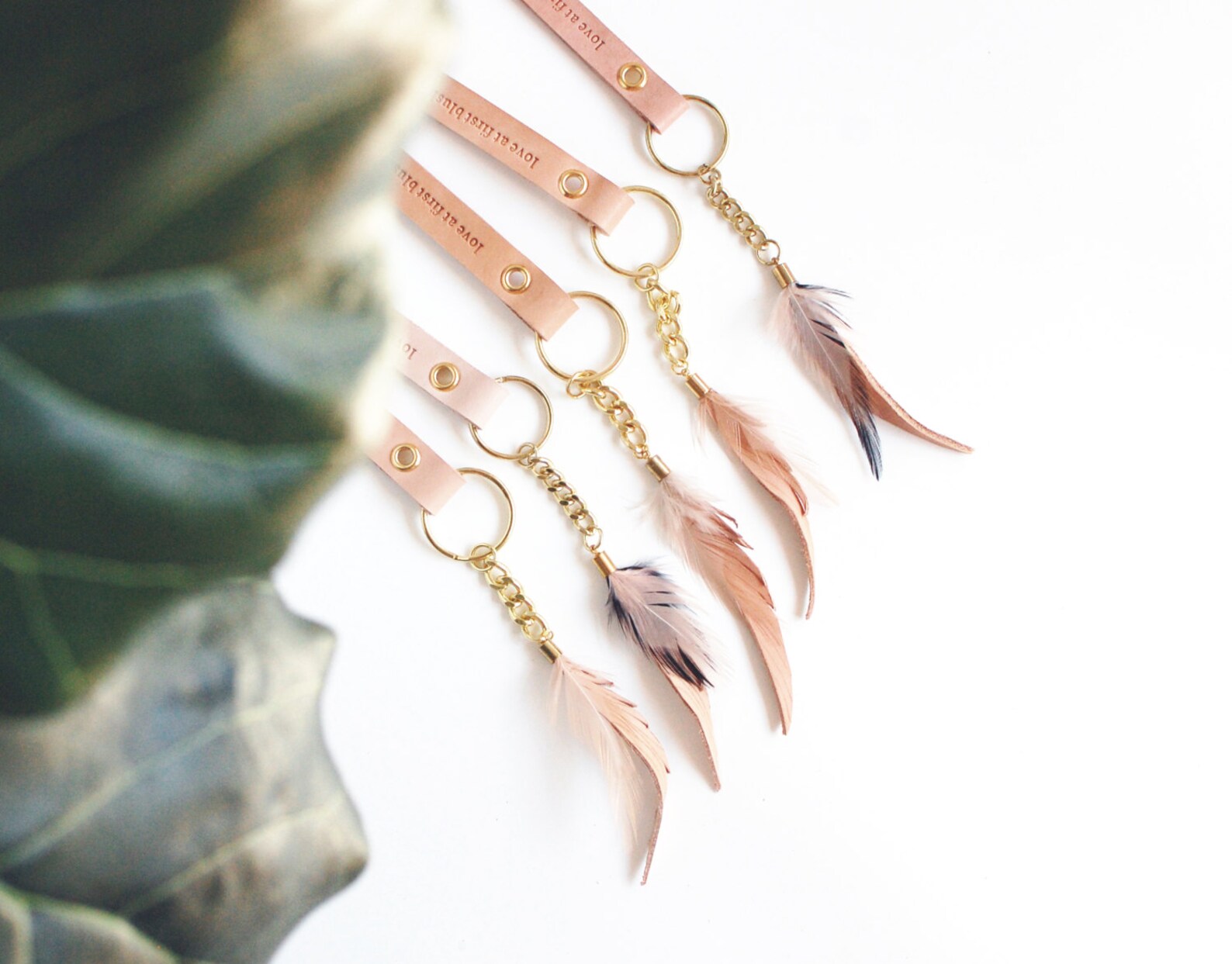 Feather Leather Key Chain - Etsy