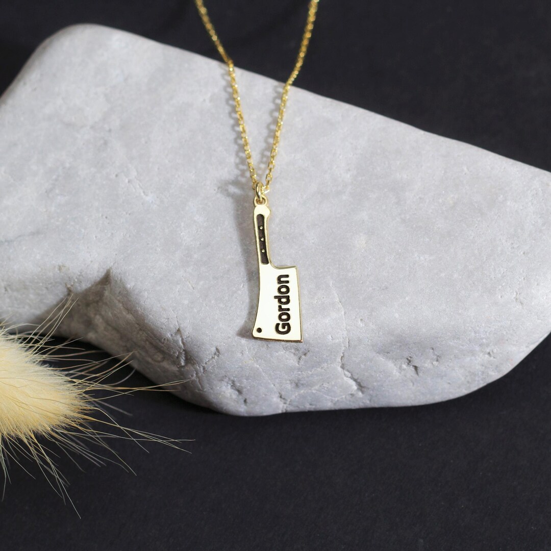 14K Gold Necklace, Personalized Chef Knife, Cleaver Pendant, Knife ...