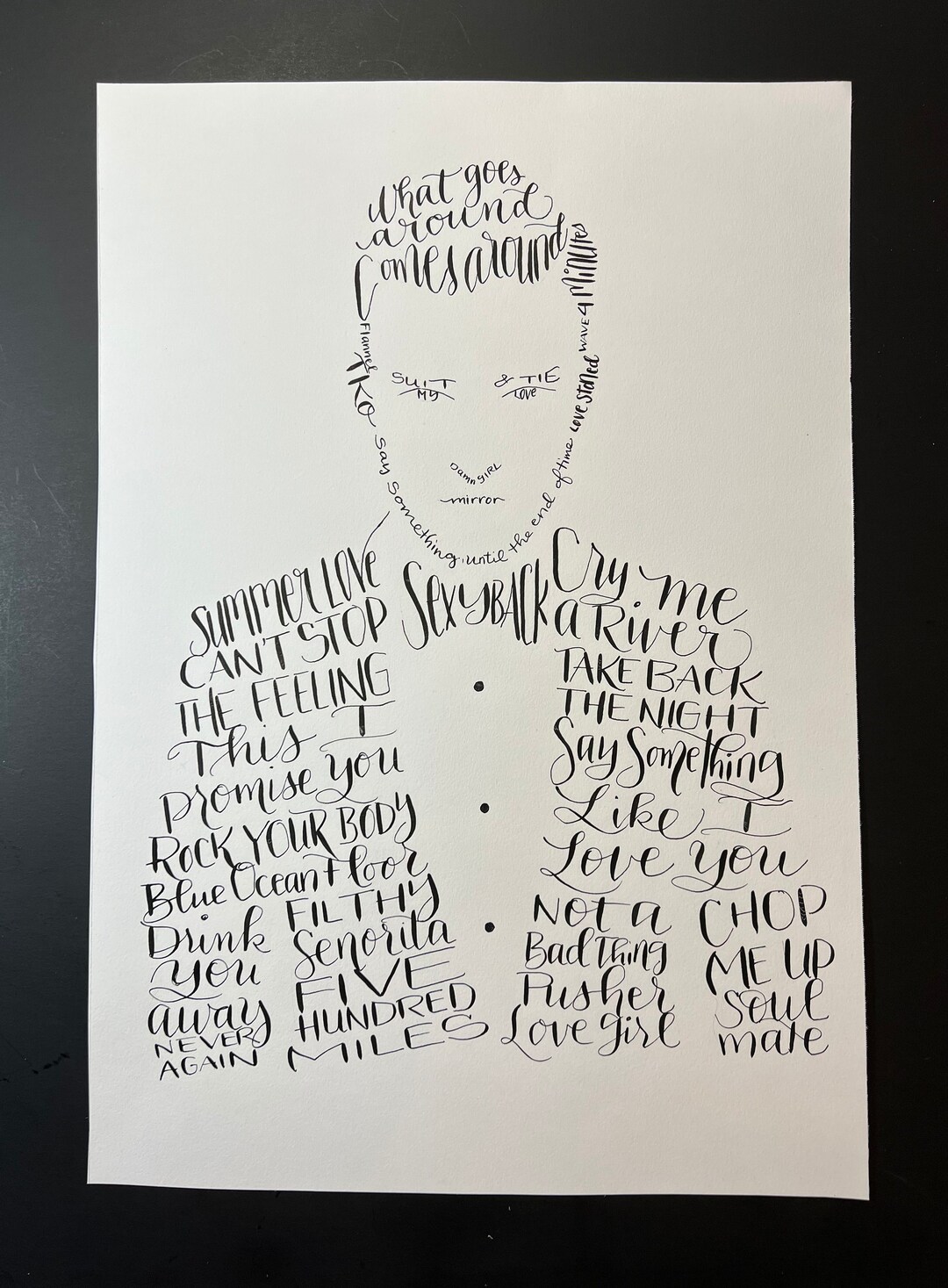 8X10 Justin Timberlake Calligraphy Print - Etsy