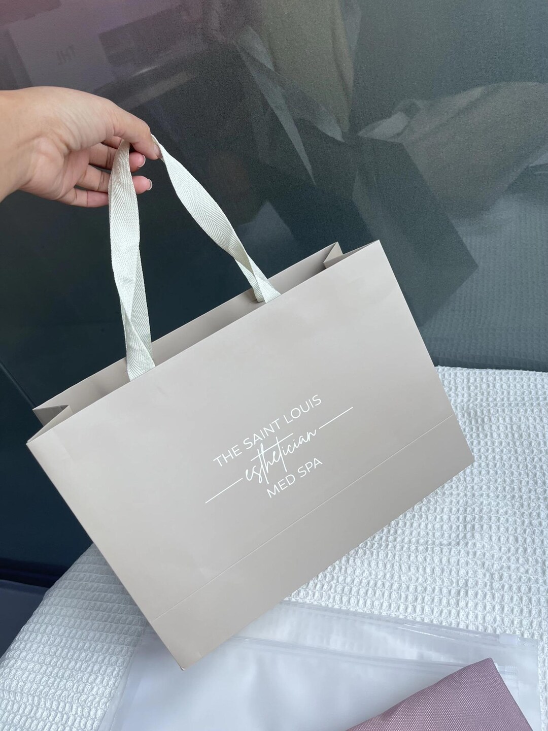 50 Pcs Luxury Custom Paper Bags With Ribbon Handles – Personalized Eco ...