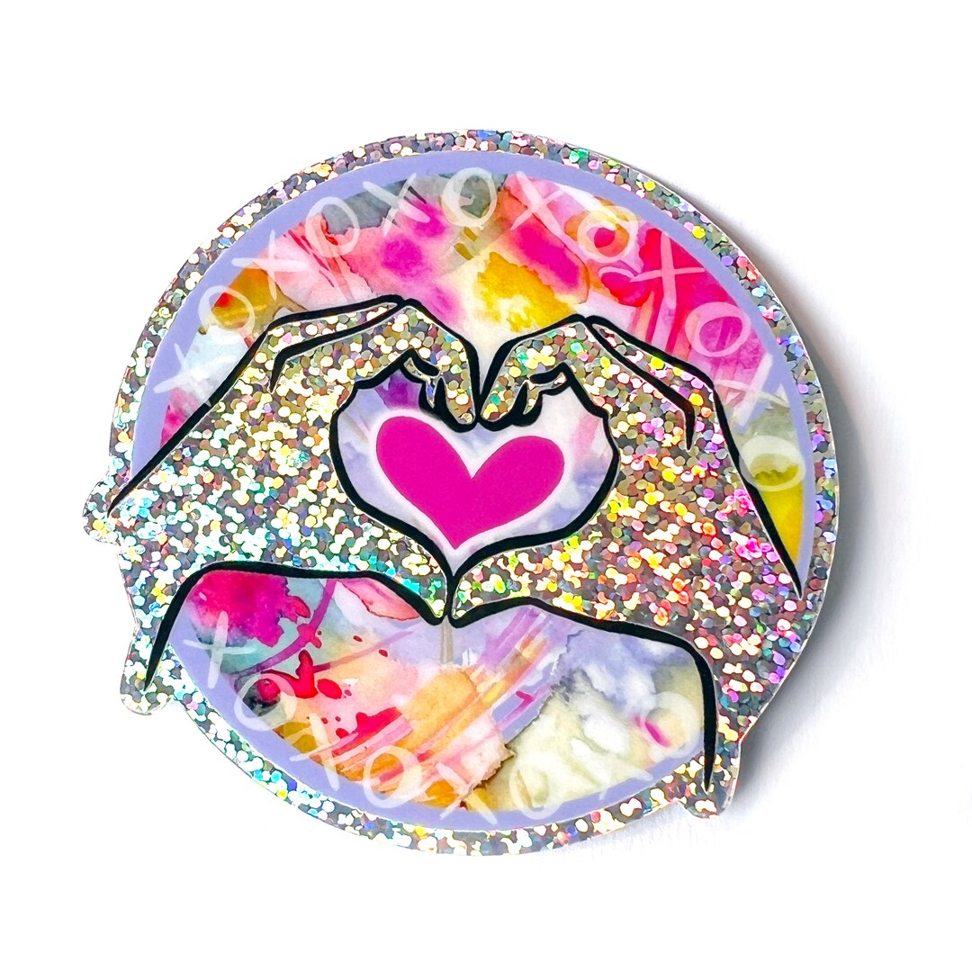 Heart-hands Glitter Sticker - Vinyl Sticker, Decorative Sticker, Water ...