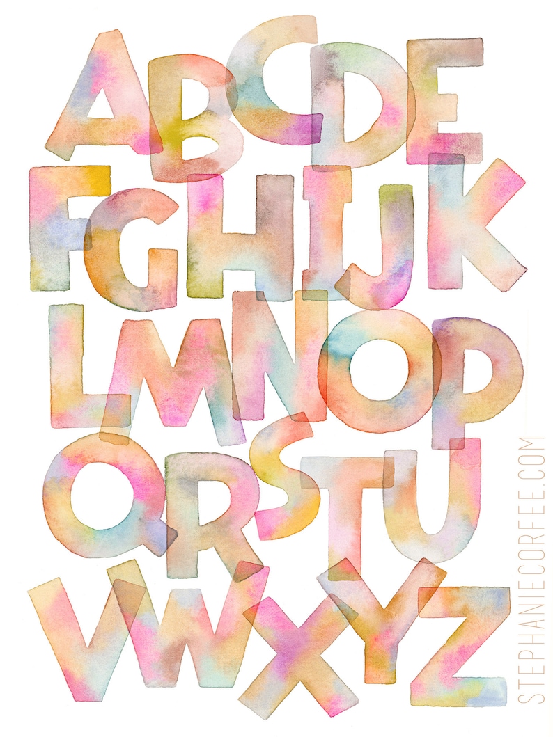 Suncatcher Alphabet PRINT Watercolor Painting Paper Print - Etsy