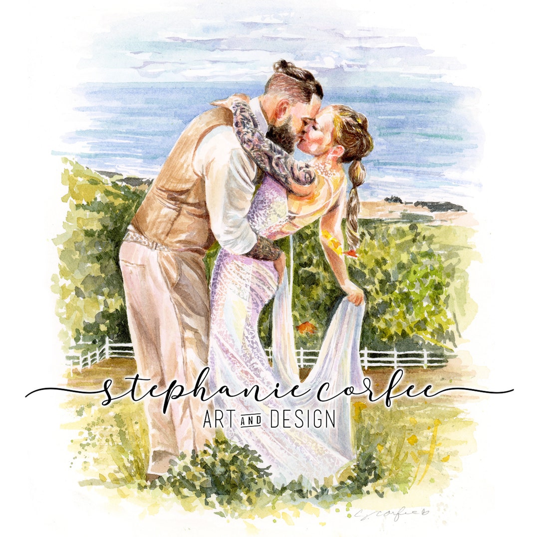 Watercolor Wedding/engagement/anniversary Portrait - Couples Portrait ...