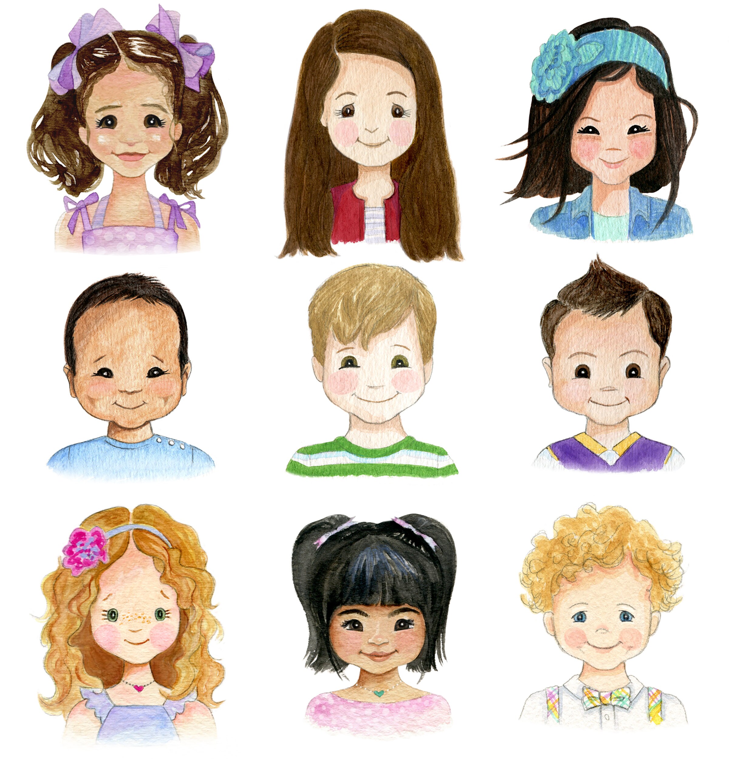 Kids Mini Cartoon Portrait - DIGITAL FILE - Etsy