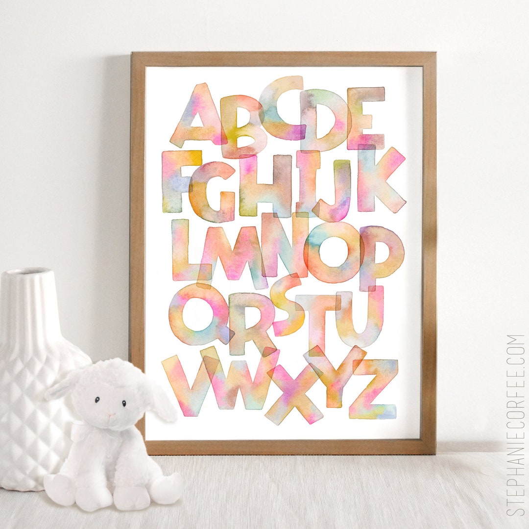 Suncatcher Alphabet - PRINT Watercolor Painting, Paper Print, Colorful ...