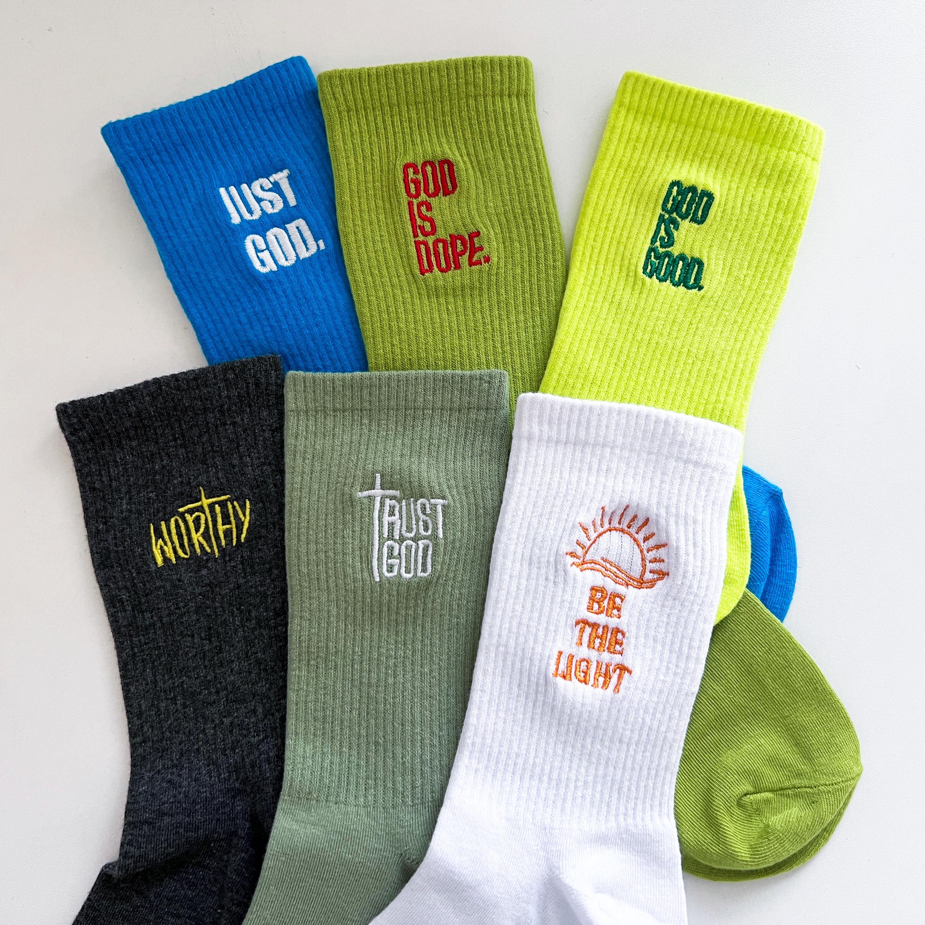 Embroidered Christian Socks, Unisex Cotton Sport Socks, Jesus Socks ...