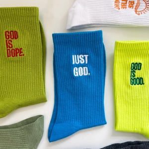 Embroidered Christian Socks, Unisex Cotton Sport Socks, Jesus Socks ...