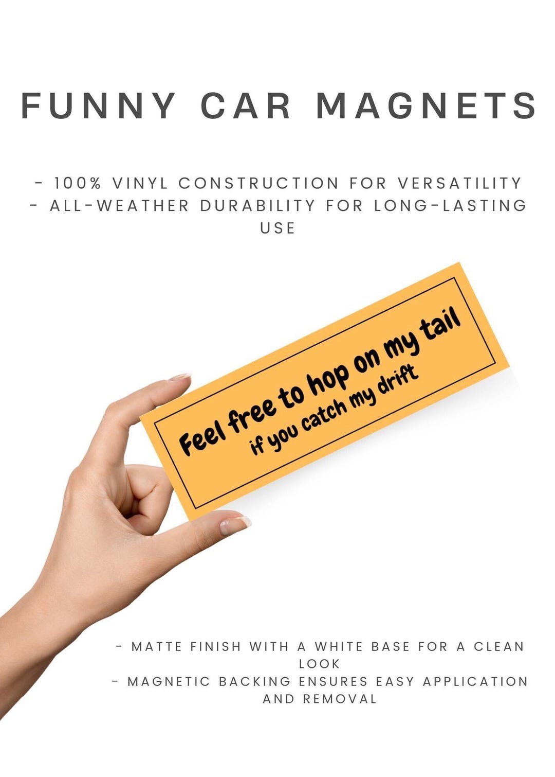 Funny Car Magnets feel Free to Hop on My Tail Great for Road Trips ...