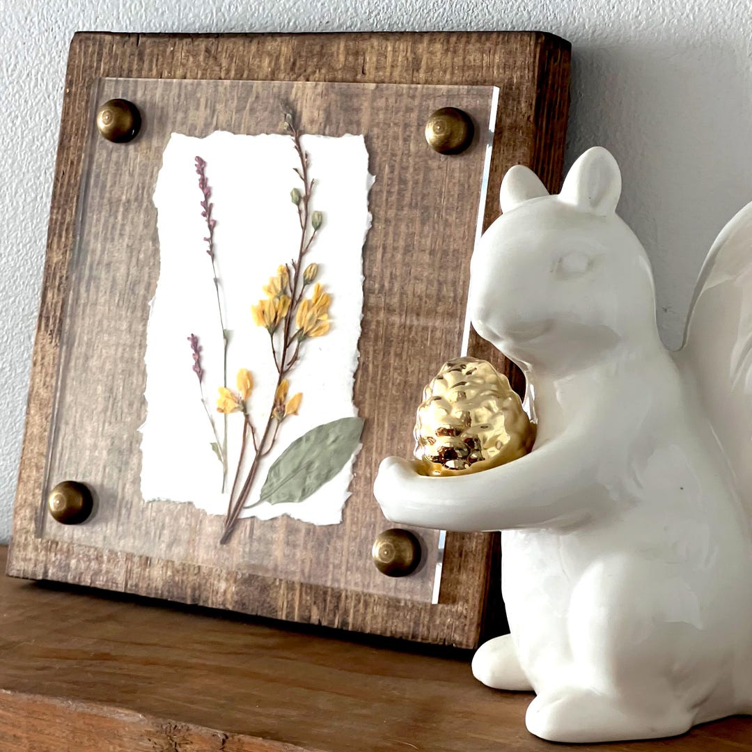 Rustic Press Flower Collage Wood Wall Art, Nature Inspired Wall Art ...