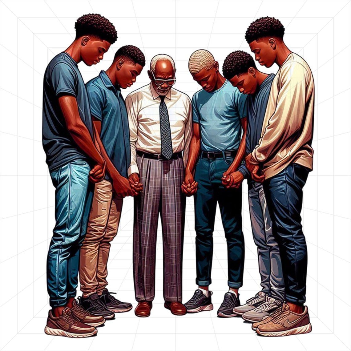 Men Praying Clipart, Black Men Clipart, Praying Men Clipart, Afro Man ...