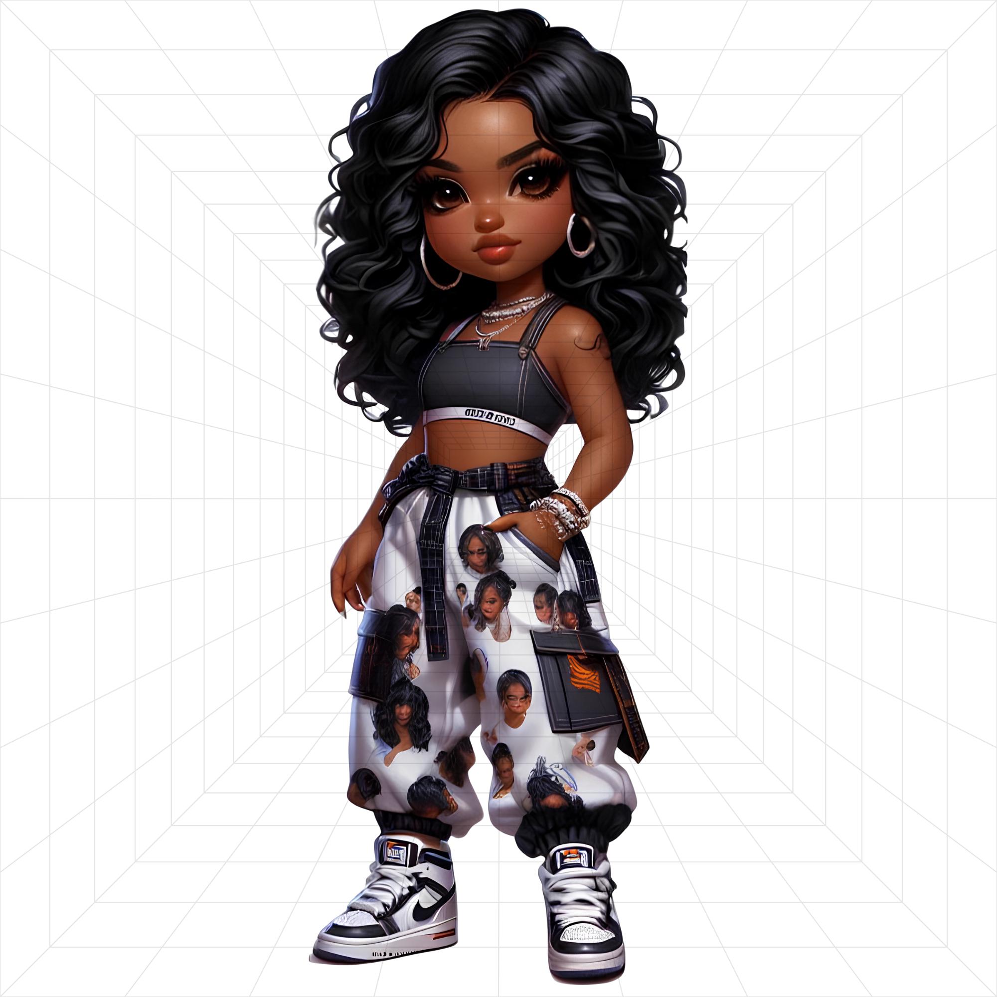 Chibi Girl Clipart, Chibi Fashion Clipart, Chibi Diva Clipart, Black ...