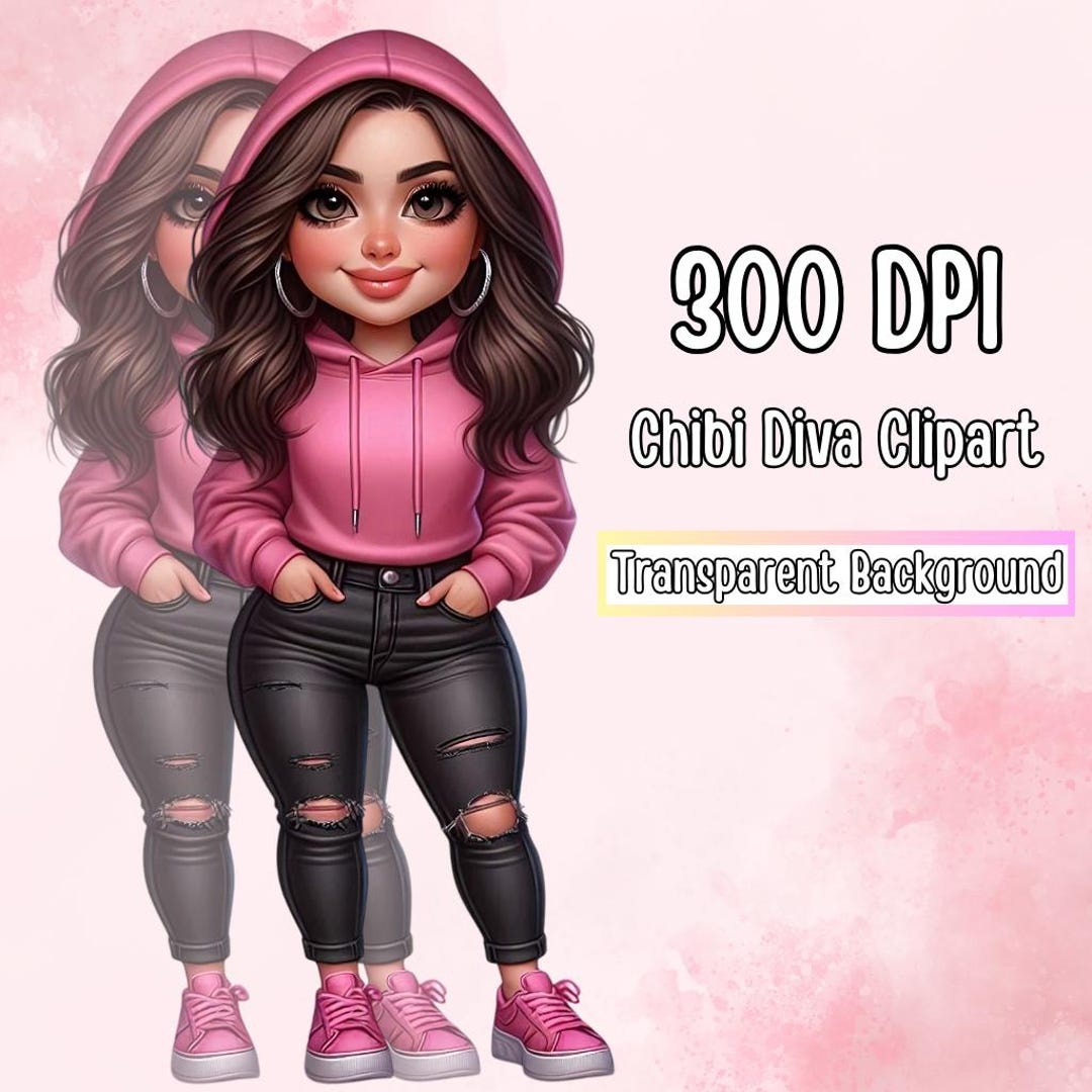 Chibi Diva Clipart, Chibi Fashion Clipart, Chibi Doll Clipart, Chibi ...