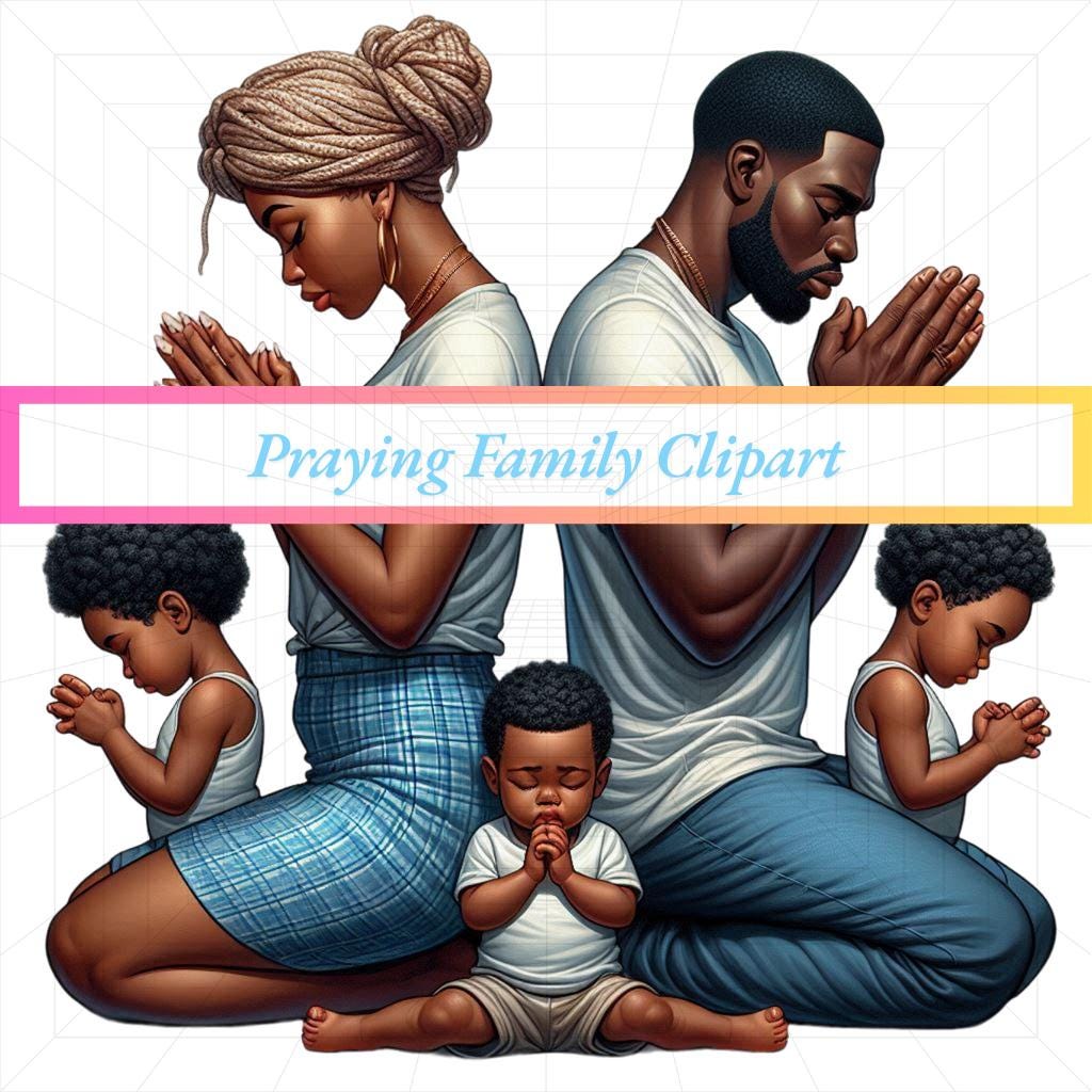 Family Praying Clipart, Man Praying Clipart, Church Lady Clipart ...