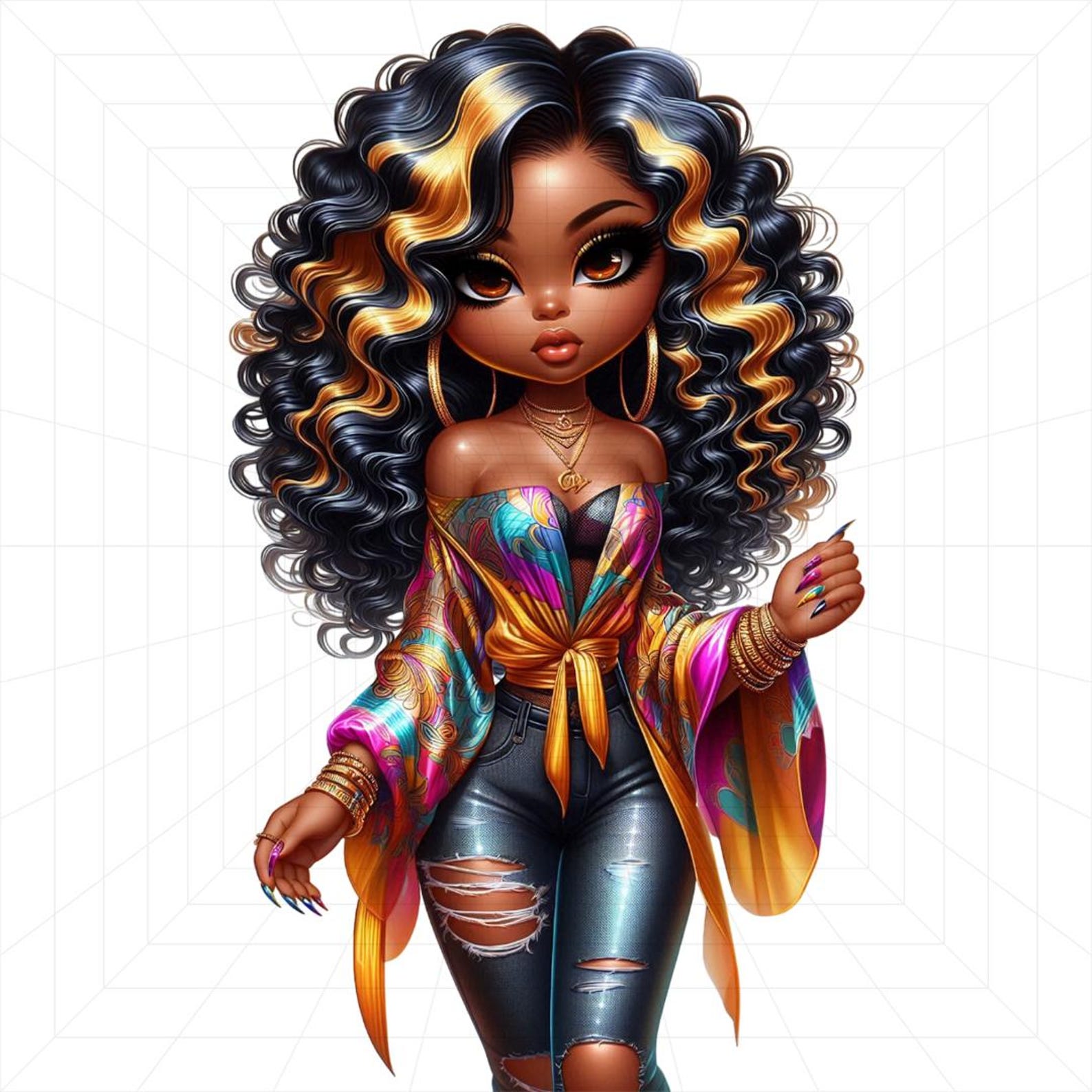 Chibi Boss Babe, Chibi Curvy Clipart, Chibi Doll Clipart, Chibi Fashion ...