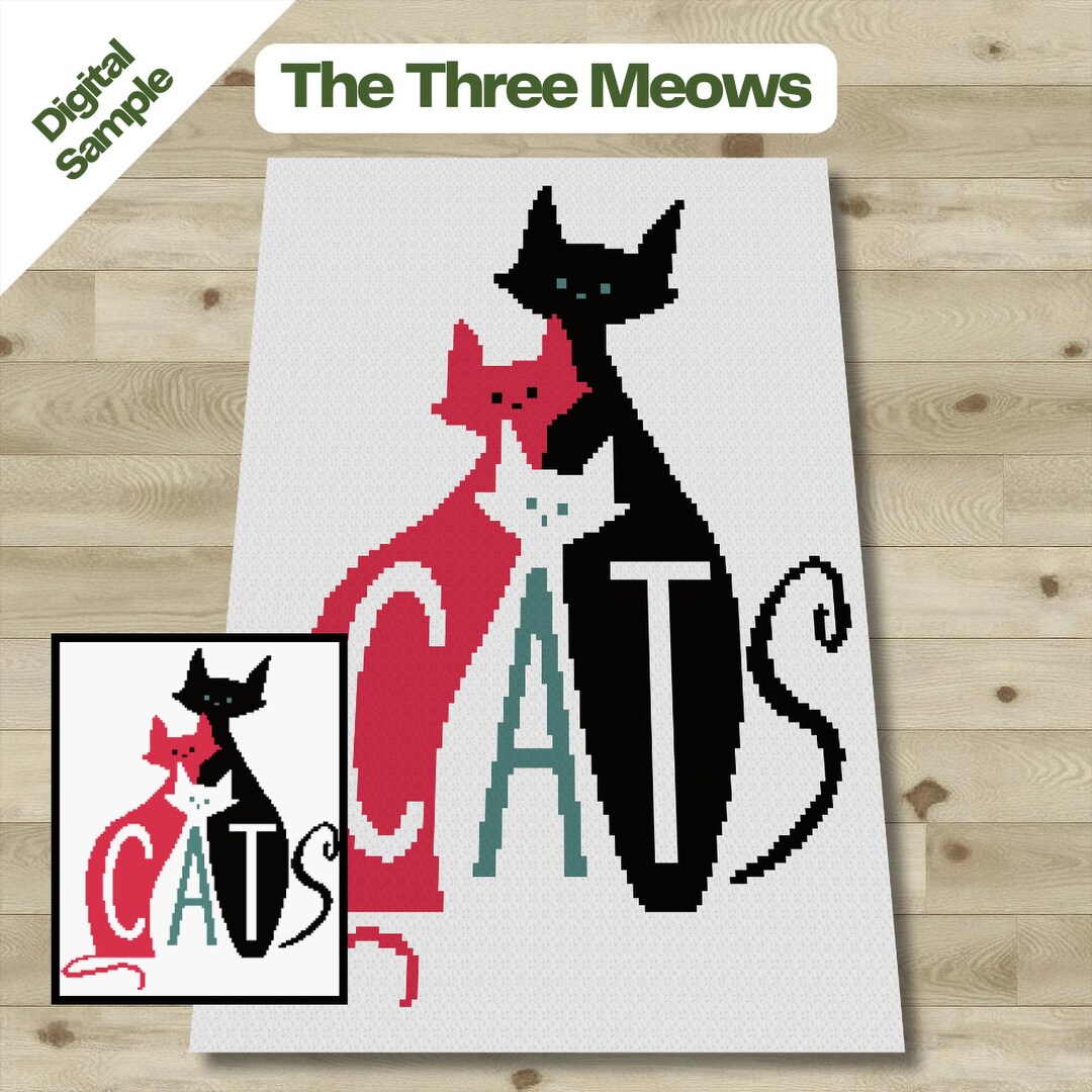Funny Cat Graphgan Blanket | C2C Crochet Pattern | the Three Meows ...