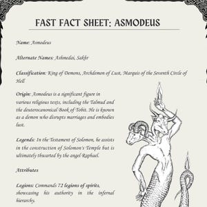 Summoning Guide to King Asmodeus of Goetia Book of Shadows Printable ...