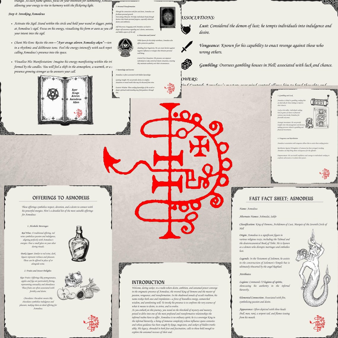 Summoning Guide to King Asmodeus of Goetia Book of Shadows Printable ...