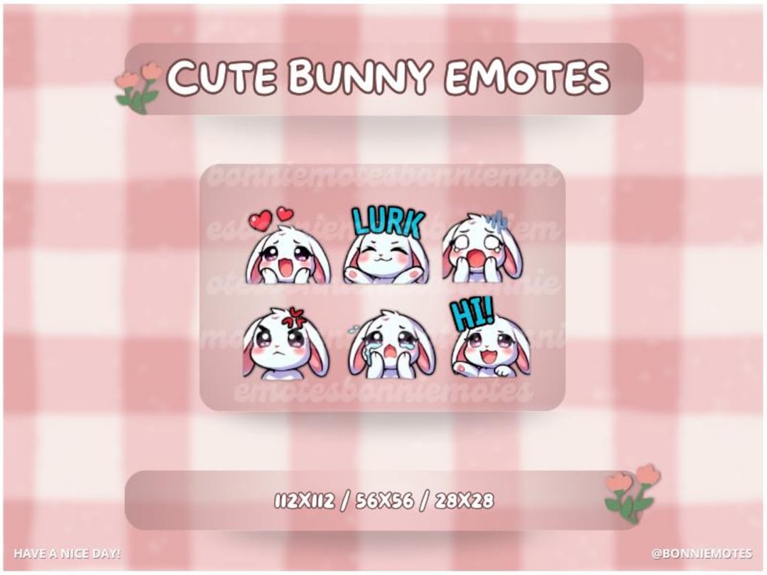 Cute BUNNY Emotes for Twitch, Discord, Youtube and Discord - Bunny ...