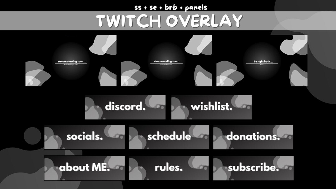 Animated White & Black Stream Scenes + PANELS - Basic Twitch Overlay ...