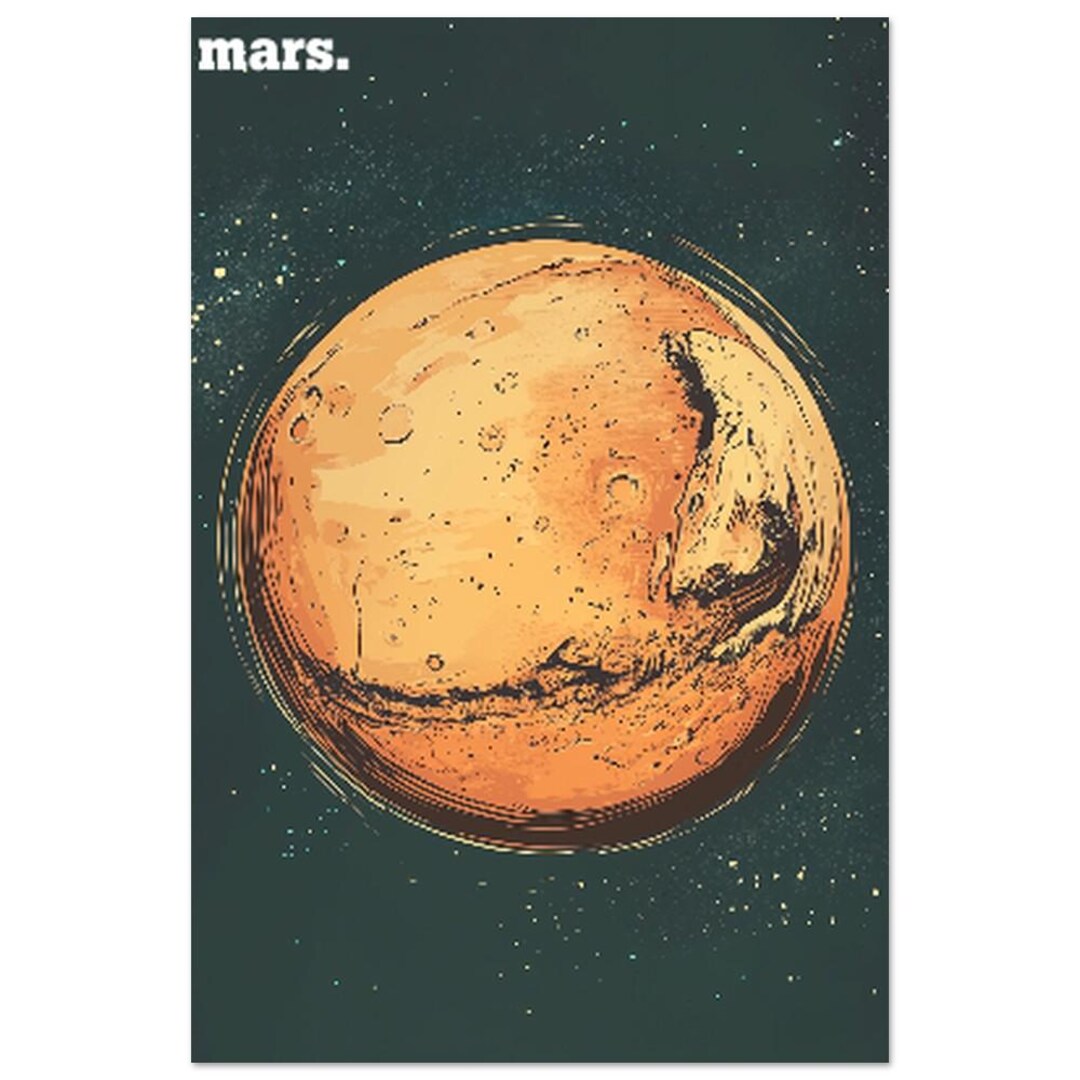 Aluminium Poster Mars Astronaut Wall Art, Space Decoration, Planet ...