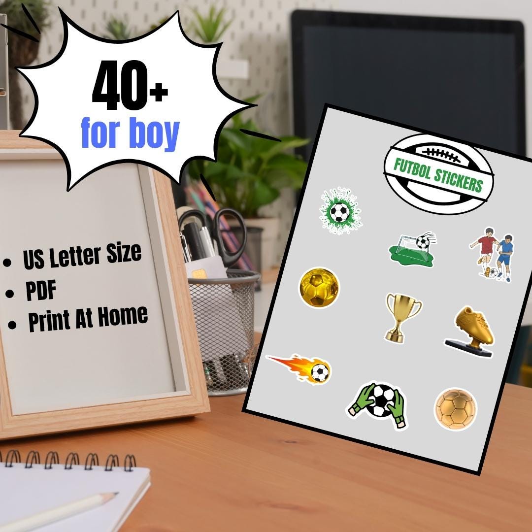 40 Futbol Stickers, Digital Sticker Pack, Printable Stickers, Printable ...