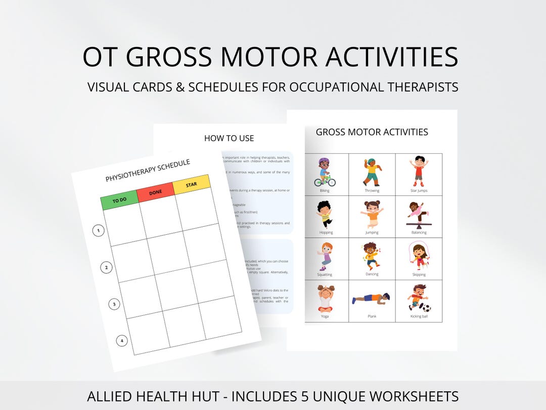Gross Motor Skill Activities for Occupational Therapist, Visual Cards ...