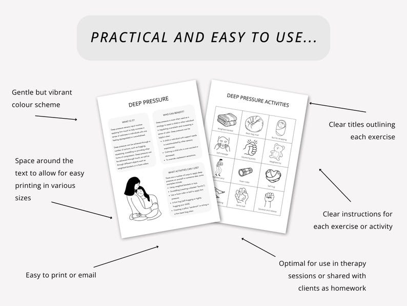 Deep Pressure Therapy Worksheets for Allied Health Professionals and ...