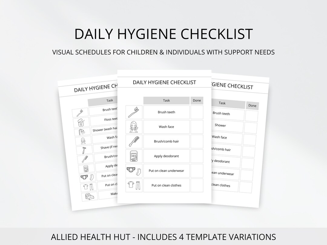 Daily Hygiene Routine Visual Schedules for Children and Individuals ...