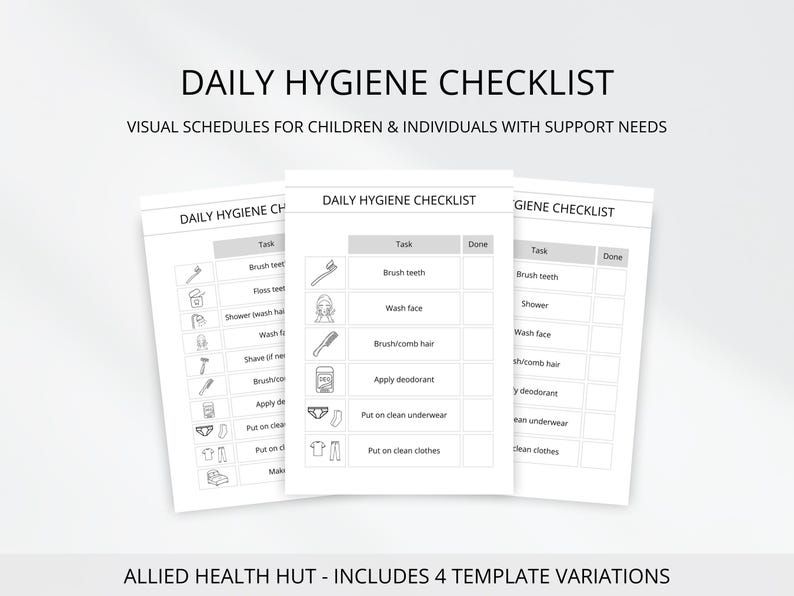 Daily Hygiene Routine Visual Schedules for Children and Individuals ...