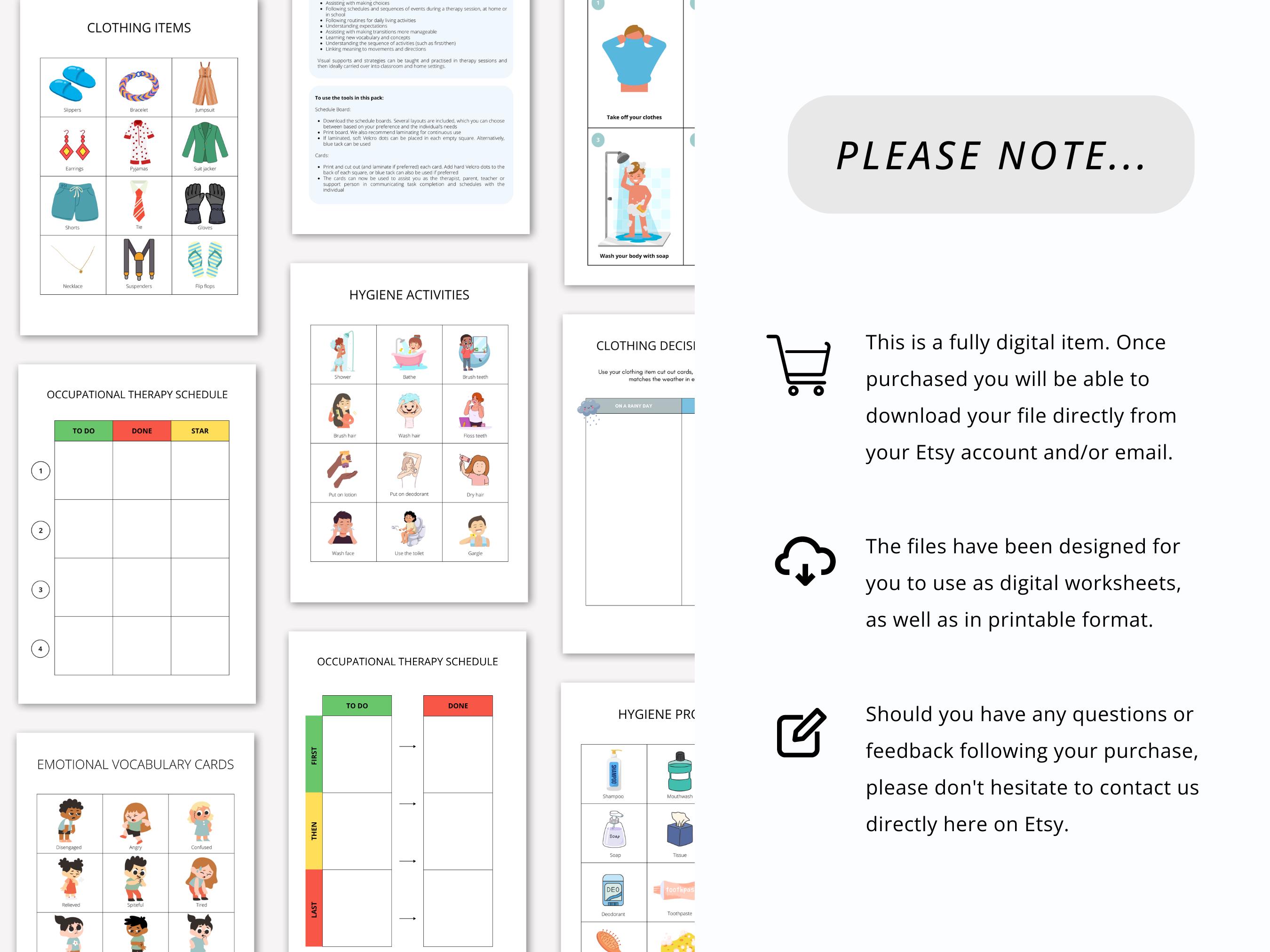 Occupational Therapy Visual Schedules and Cards for OT Assisting ...