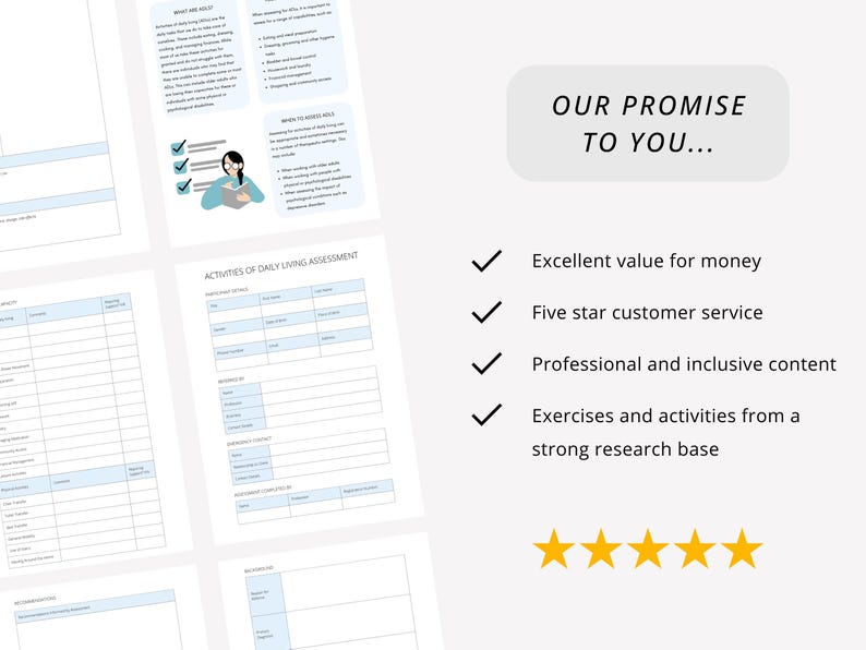 Activities of Daily Living Checklist and Assessment Template for ...