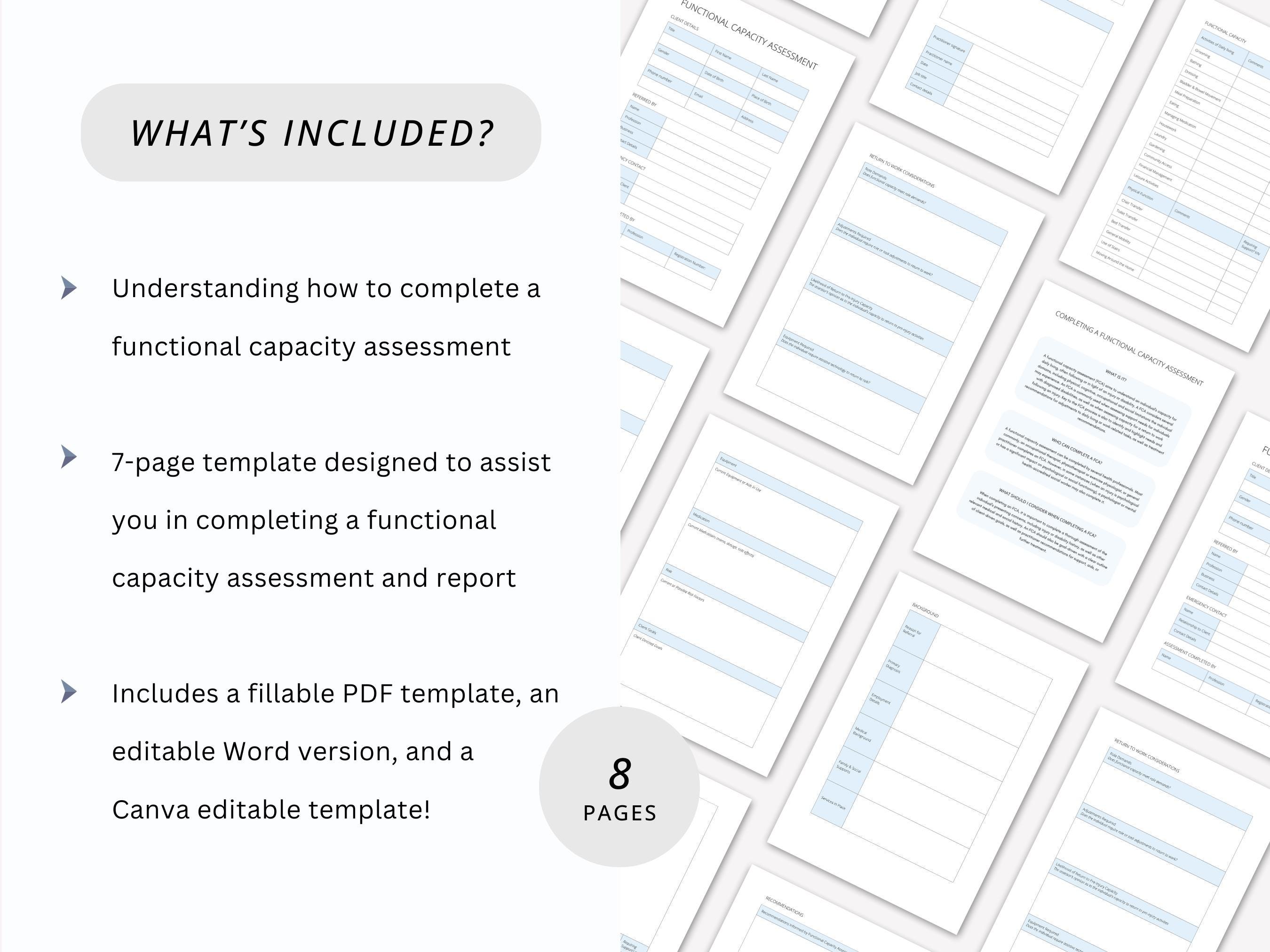 Functional Capacity Assessment Template for Allied Health Professionals ...