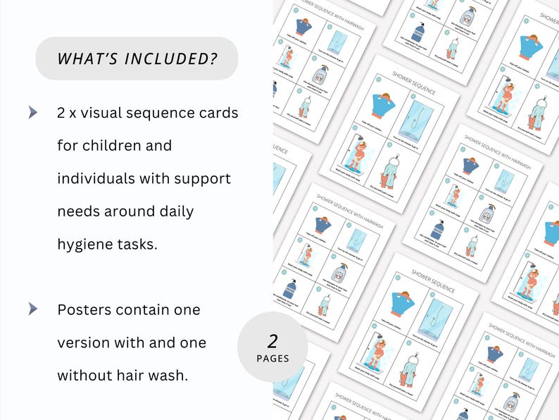 Shower Sequence Visual Learning Cards for Children and Provide Autism ...