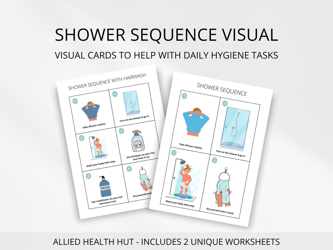 Shower Sequence Visual Learning Cards for Children and Provide Autism ...