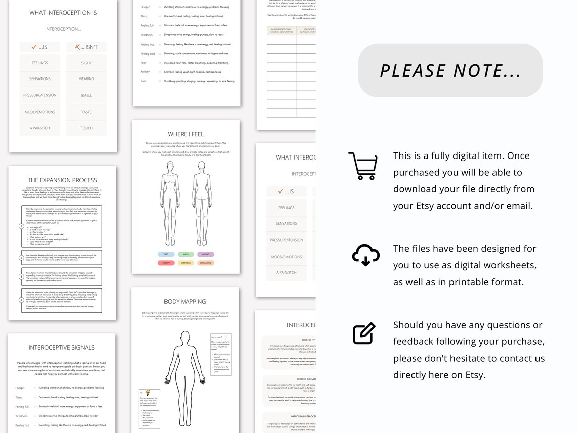 Emotional Regulation and Body Mapping Worksheets for Interoception, the ...