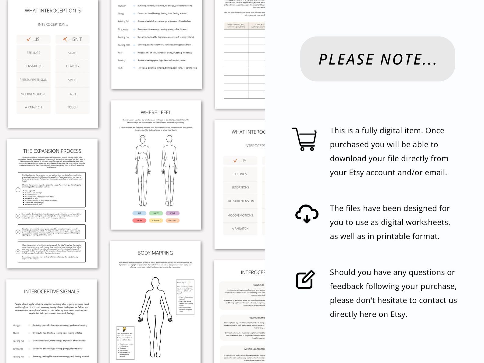 Emotional Regulation and Body Mapping Worksheets for Interoception, the ...