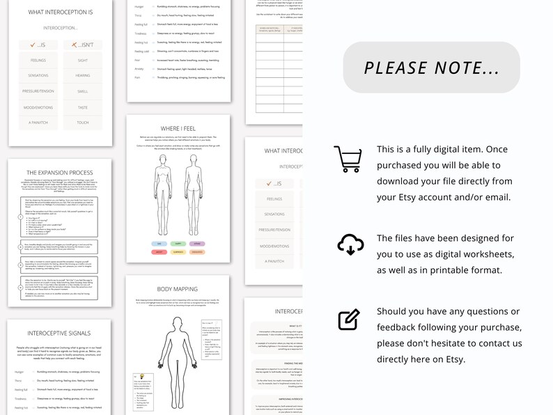 Emotional Regulation and Body Mapping Worksheets for Interoception, the ...