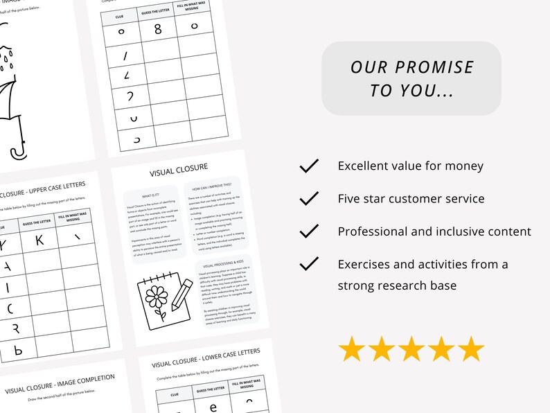 Visual Processing and Visual Closure Exercises and Templates for ...