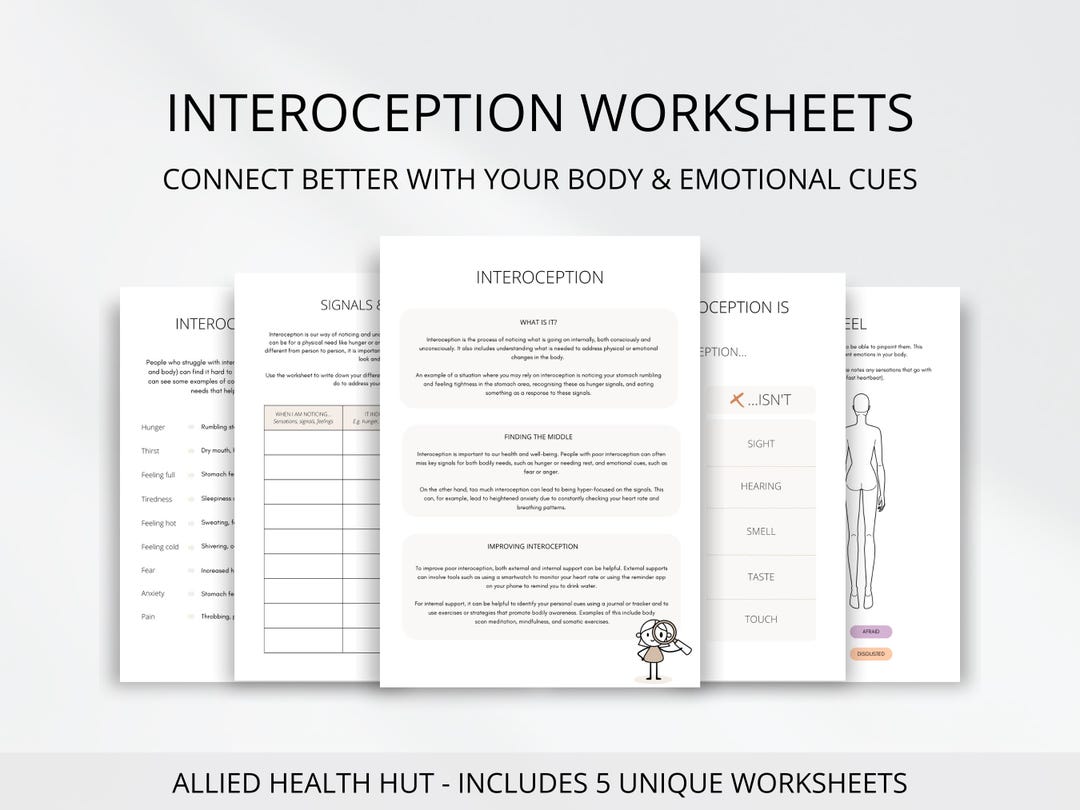 Interoception Therapy Worksheets for Improving Interoceptive Connection ...