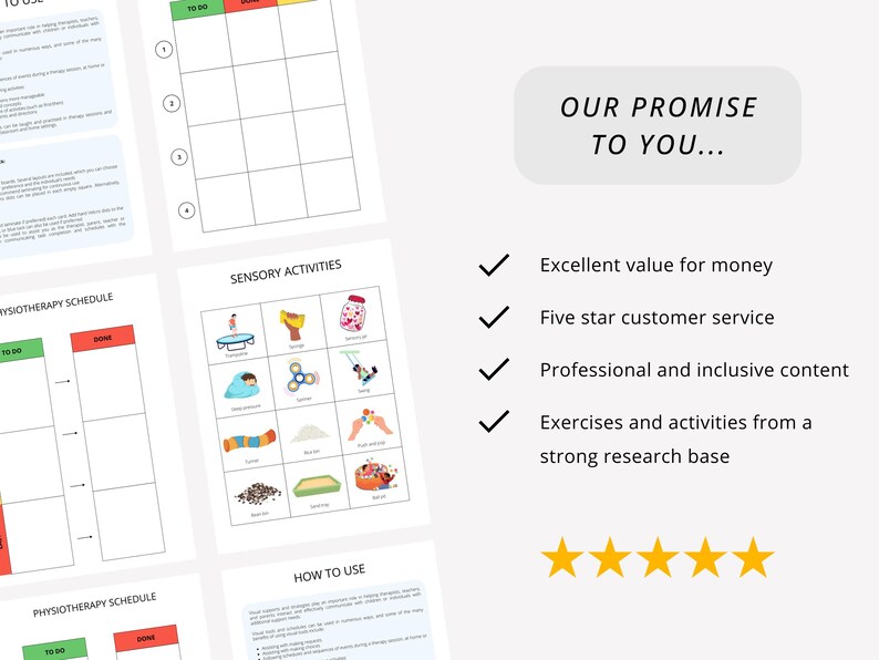 Physio Sensory Activity Visual Cards and Schedules for Physiotherapist ...