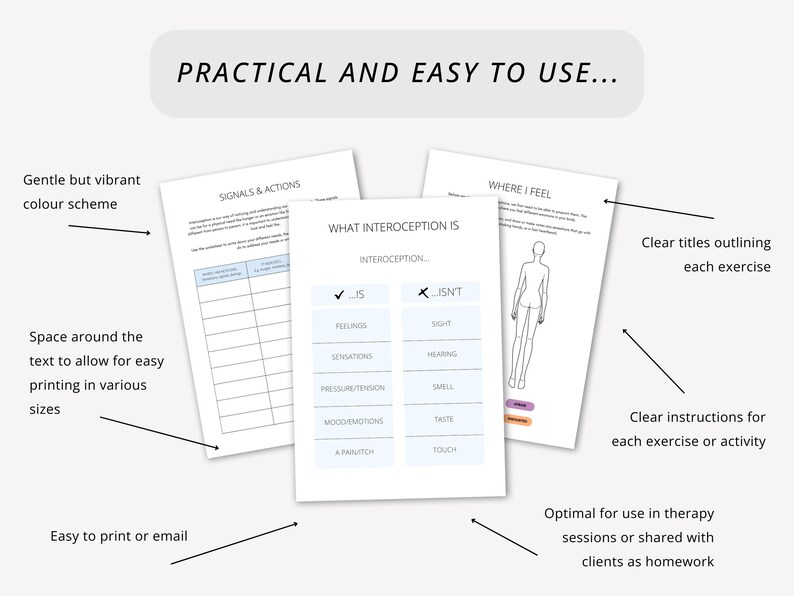 Body Mapping Interoception Worksheets for Managing and Understanding ...
