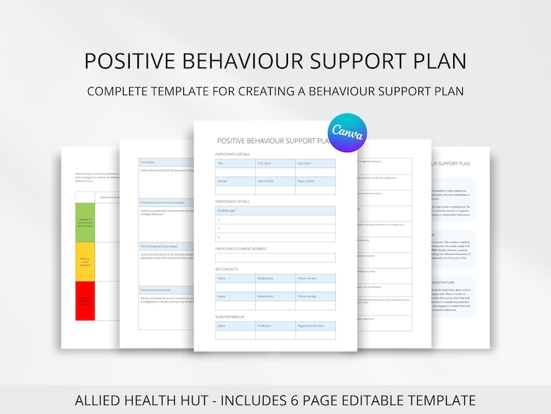 Positive Behaviour Support Plan Editable Template for Assisting ...