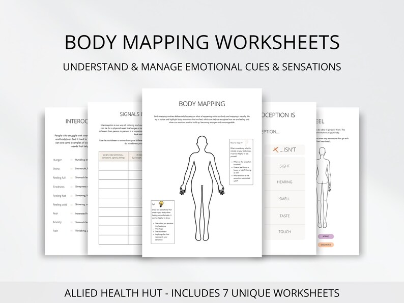 Emotional Regulation and Body Mapping Worksheets for Interoception, the ...
