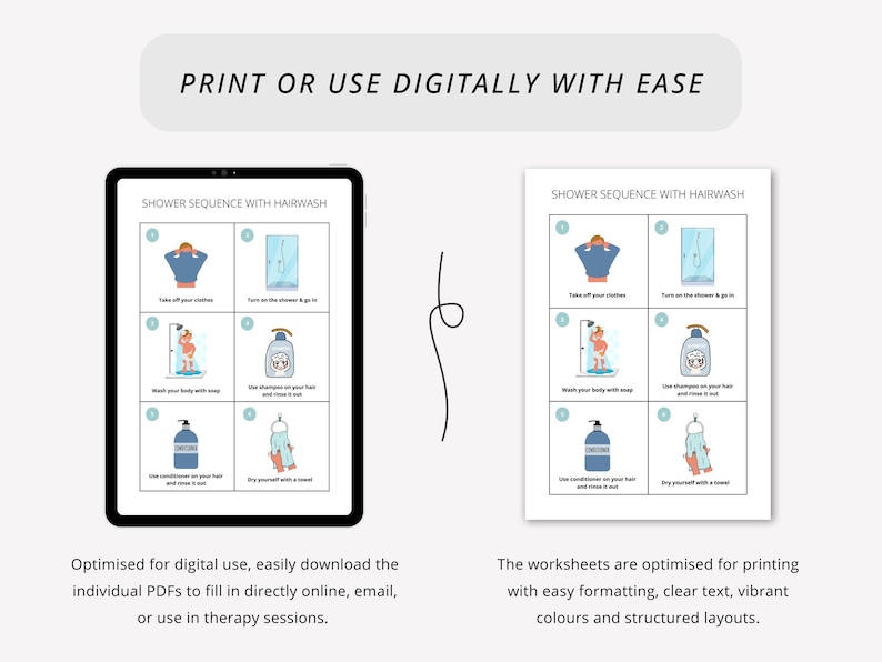 Shower Sequence Visual Learning Cards for Children and Provide Autism ...