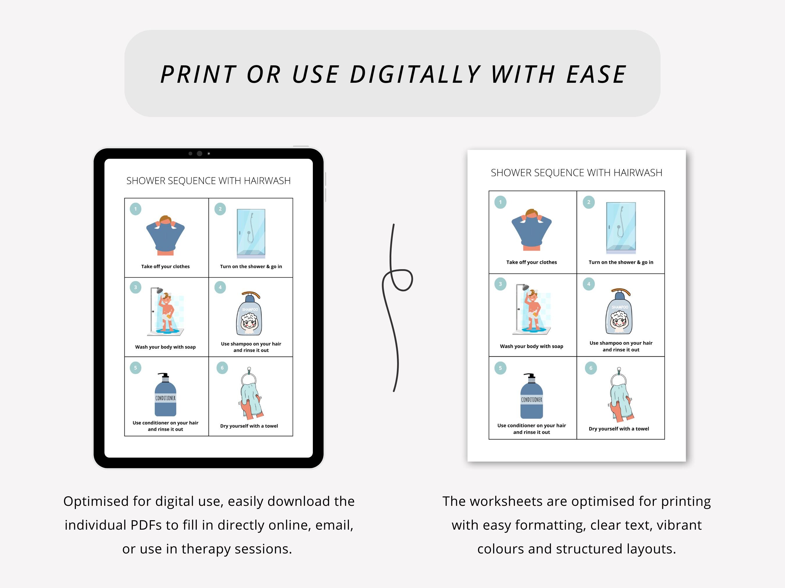 Shower Sequence Visual Learning Cards for Children and Provide Autism ...