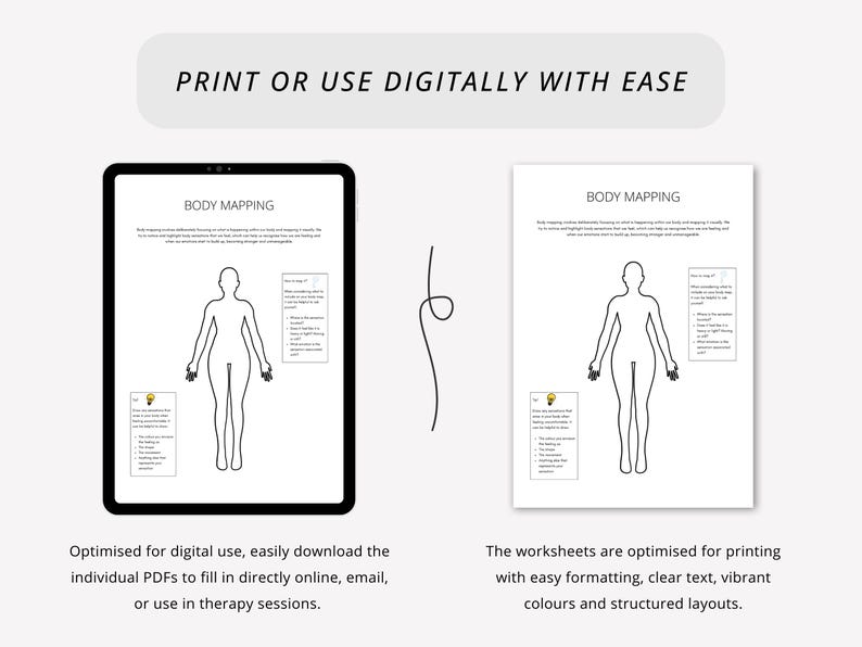 Body Mapping Interoception Worksheets for Managing and Understanding ...