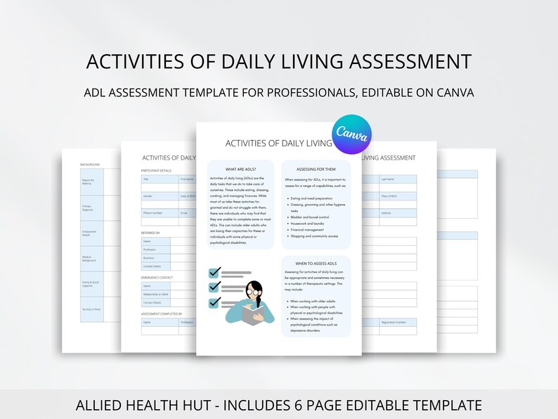 Activities of Daily Living Checklist and Assessment Template for ...