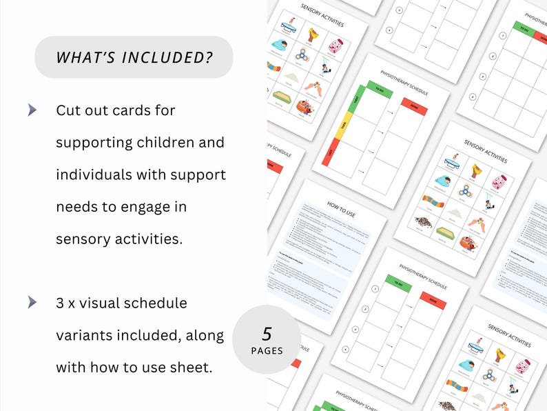 Physio Sensory Activity Visual Cards and Schedules for Physiotherapist ...